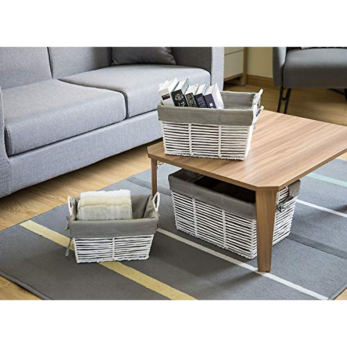 Home Zone Living VS19450E Nursery Basket, White/Grey