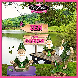 Zen Gnome – Tranquility and Peacefulness for Your Fairy Garden and Garden Gnomes by GlitZGlam. 9 Inches Tall Miniature Figurine