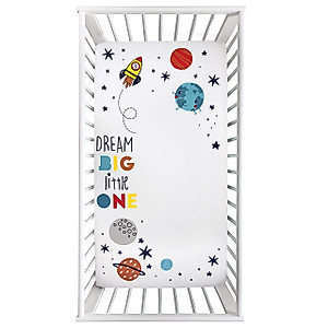 Fisher Price Space Explorer Baby Milestone Sheet, Fitted Crib Sheet Cotton Stars Space Themed Nursery Bedding 28x52” Fitted Crib Sheet for Boys