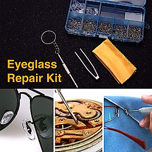 Eyeglass Repair Kit, OFONE Glasses Repair Kit with 500pcs Tiny Metal Screws Precision Screwdriver Set Tweezer and Nose Pads Fits Eyeglasses, Sunglasses, Spectacle and Watch Repair