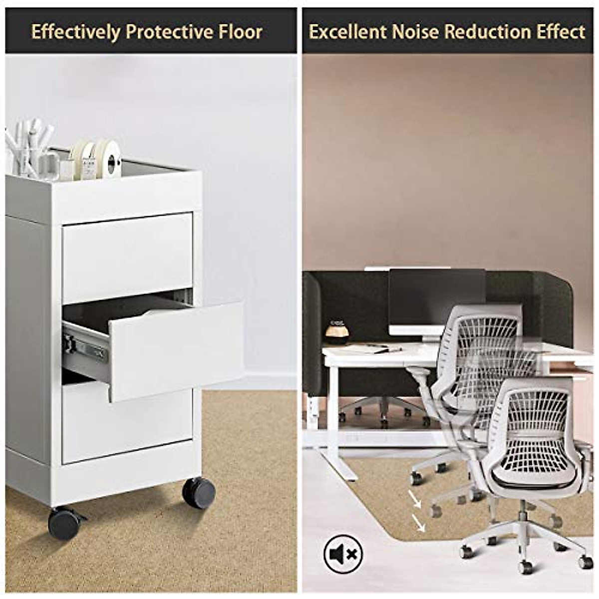 SALLOUS Office Chair Mat, Desk Chair Mat for Hardwood Floors, 0.16" Thick 35"x55" Hard Floor Protector Mat, Indoor Doormat for Entrance, Multi-Purpose Low-Pile Chair Carpet for Home (Beige)