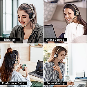 USB Type C Headphones with Noise Canceling Microphone, USB-C Headset with Mic for PC, Laptop, Lightweight Gold Headset for Call Center Office Laptop, Skype, Zoom, Webinar, Google Meet, WeBex