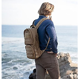 MARCHWAY Tactical Molle Hydration Pack with 3L TPU Water Bladder, Military Backpack with Multi Compartment for Cycling, Hiking, Running, Backpacking (Coyote Brown)