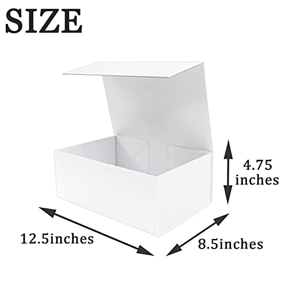 AuroWish 3 Pack Large Gift Box for Present, 12.5 x 8.5 x 4.75 Inches, White Gift Box with Magnetic Lid, Collapsible Gift Box with Ribbons, Gift boxes with Lids for Christmas, Bridesmaid Proposal, Wedding, Birthday