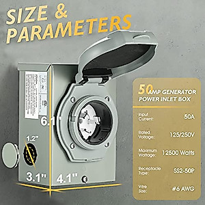 50 Amp Generator Power Inlet Box - Weatherproof & ETL Listed