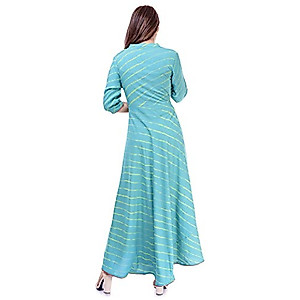 Ramkudi Indian Women's Printed Cotton Kurti Top (Aqua-Blue)