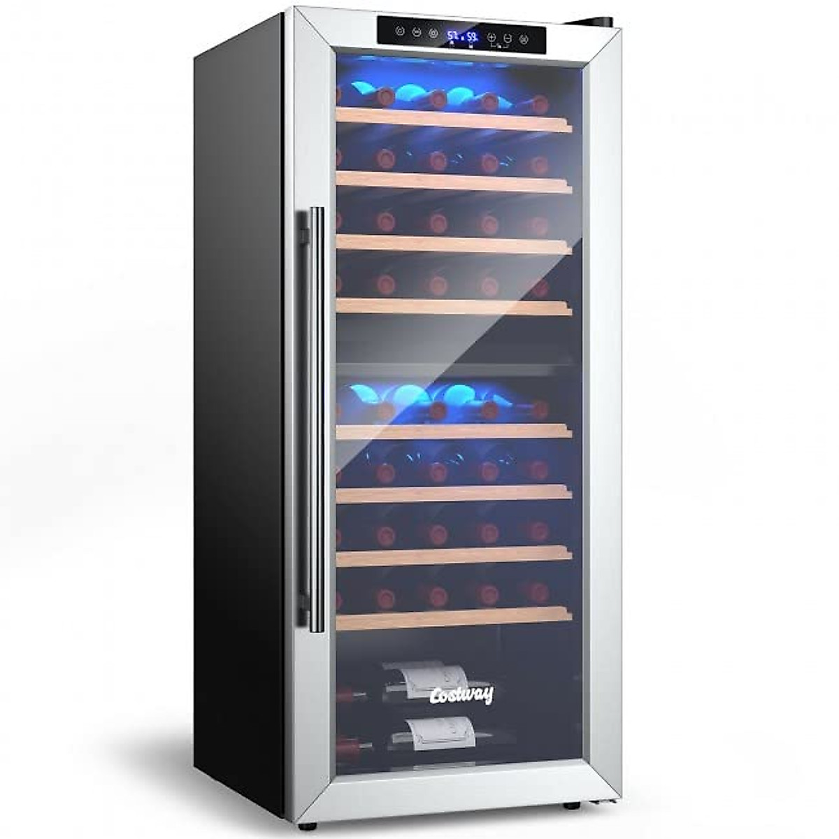 ARLIME 20 Inch Wine Cooler Refrigerator Dual Zone, 43 Bottle Wine Fridge w/Tempered Glass Door, 41℉-64℉ Temperature Control, Large Freestanding Drink Cellar for Beer
