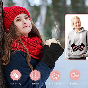 Himine Cat Claw Bear Paw Fingerless Winter Plush Gloves 1*Pair(Black)