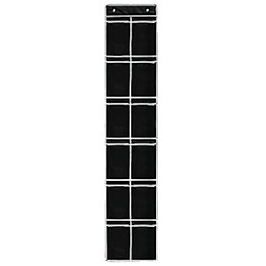 Shoe Organizers, Over The Door Shoes Organizer, 12 Mesh Pockets, with Two Metal Hooks, Closet Storage and Organizers for Door, Wall, White/Black