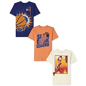 The Children's Place boys Short Sleeve Graphic T-shirt 3-pack T Shirt, Basketball/Slam Dunk Legend/ Basketball Player, XX-Large US