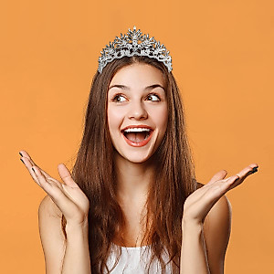 Vintage Baroque Crown Bridal Wedding Crown Crystal Tiara and Crowns Princess Wedding Crown Rhinestone Birthday Tiaras Pageant Headband Bride Hair Accessories for Women and Girls (Black)