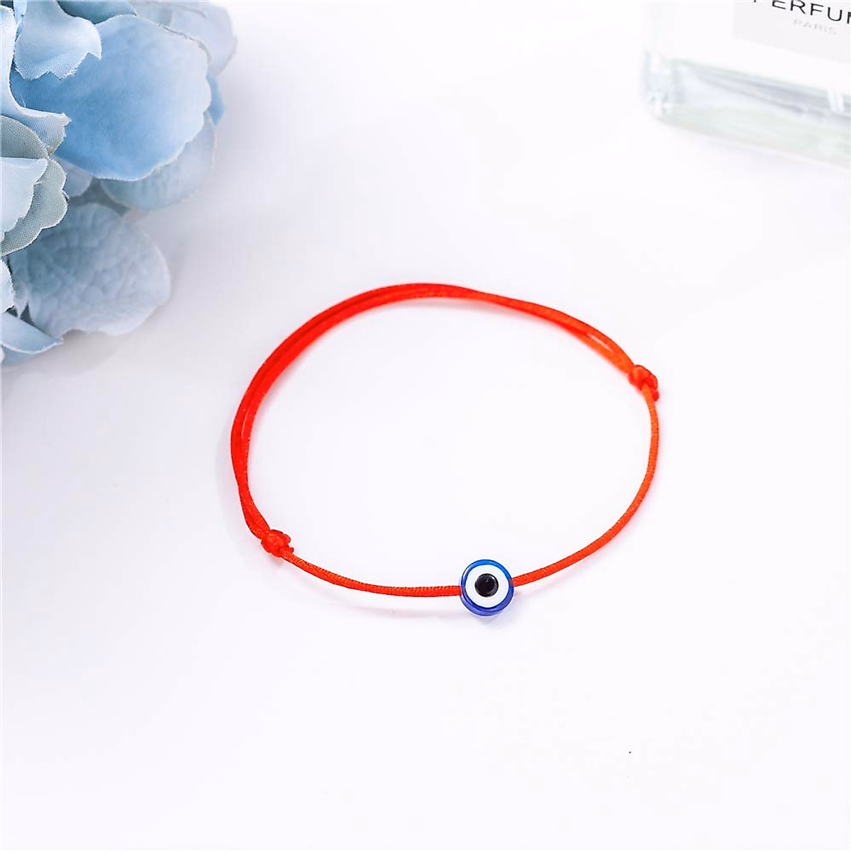 kelistom 8 Pieces Evil Eye Red Kabbalah String Bracelets for Women Men Boys Girls Protection Amulet Storage Gift Bag with Long Tassels (A:HS022-8)