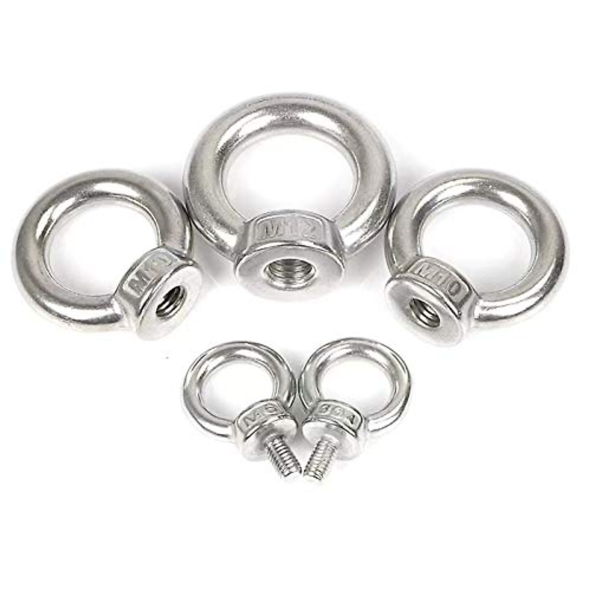 2 Pcs Lifting Eye Nut M12 Female Thread 304 Stainless Steel Round Shape for Rope Fitting （M12，2 Pcs）