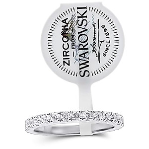 ORO LEONI 925 Sterling Silver Cz Eternity Band Ring - 14k Silver, Yellow And Rose Gold Plated (Silver, 7)