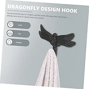 Cabilock 5 Sets Dragonfly Hook Wall Mounted Key Holder Outdoor Decor Plain Hats Bag Wall Door Hooks Robe Hooks Dragonfly Key Hanger Retro Wall Hanger Dragonfly Hanger Jacket Bath Towel