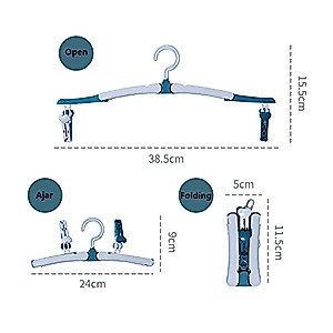 5Pcs Foldable Travel Hangers with 10Pcs Clips Portable Folding Clothes Hangers Travel Accessories Foldable Clothes Drying Rack Hangers Space-Saving Travel & Home Plastic Clothes Hangers