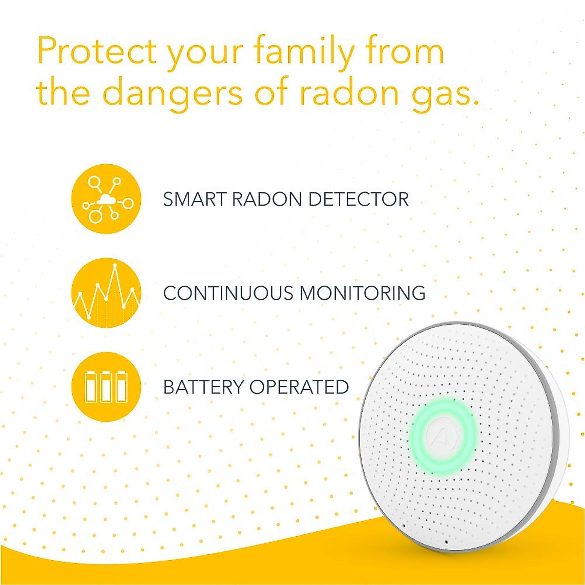 Airthings Wave 1st Generation - Smart Radon Detector with free app – Easy-to-Use – Temp and Humidity – Accurate – No Lab Fees – Battery Operated