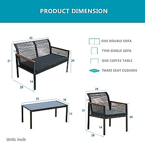 Suntone Patio Furniture Sofa Set - Wicker Patio Conversation Set (4 Piece)