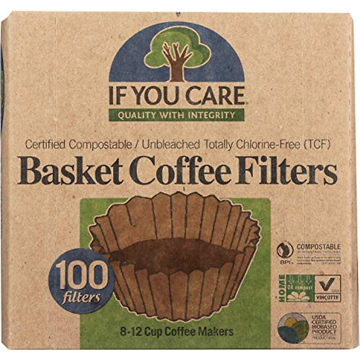 If You Care Coffee Filter Baskets ( 1x100 CT ), Fits 8-12 Cup Drip Coffee Makers