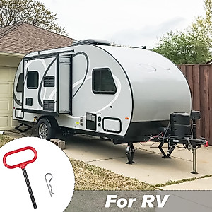 Riakrum 4 Pcs 3/8 x 4 Inch Handle Hitch Pin for Tractor Trailer Hitch Pin and Clip Tow Pin Accessories for Farm,Tractor,Turn Mower, Towing Cargo, Boat, RV, Car, Truck, Bike, ATV(Red)