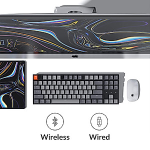 Keychron K8 Hot-swappable Wireless Bluetooth 5.1/Wired USB Mechanical Gaming Keyboard, Tenkeyless 87 Keys Computer Keyboard with Gateron G Pro Brown Switch RGB Backlight N-Key Rollover for Mac Windows