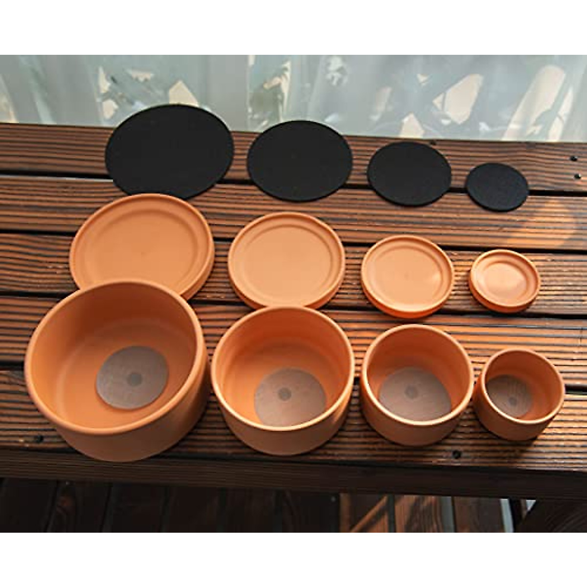 D'vine Dev Set of 4 Terracotta Shallow Planter Pots for Succulent, 3 Inch 4 Inch 5 Inch 6 Inch, Small Flower Plant Pots with Drainage and Saucer, 40-D-L-1