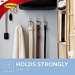 Command Medium Wire Toggle Hooks, Damage Free Hanging Wall Hooks with Adhesive Strips, No Tools Wall Hooks for Hanging Organizational Items in Living Spaces, 6 Clear Hooks and 8 Command Strips