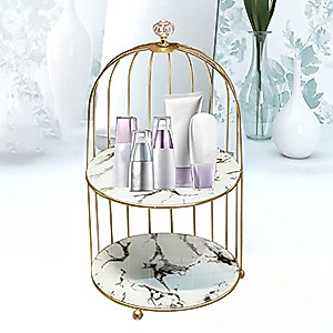 MagiDeal Makeup Organizer Shelf, Bathroom Vanity Stand for Perfumes, Toiletries and Skincare, Multifunctional Cosmetic Storage Rack for Dresser and Countertop, 2 Tier