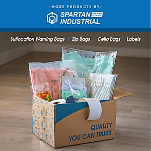 Spartan Industrial - 9” X 12” (100 Count) Self Seal Clear Poly Bags with Suffocation Warning for Packaging, T Shirts & FBA - Permanent Adhesive