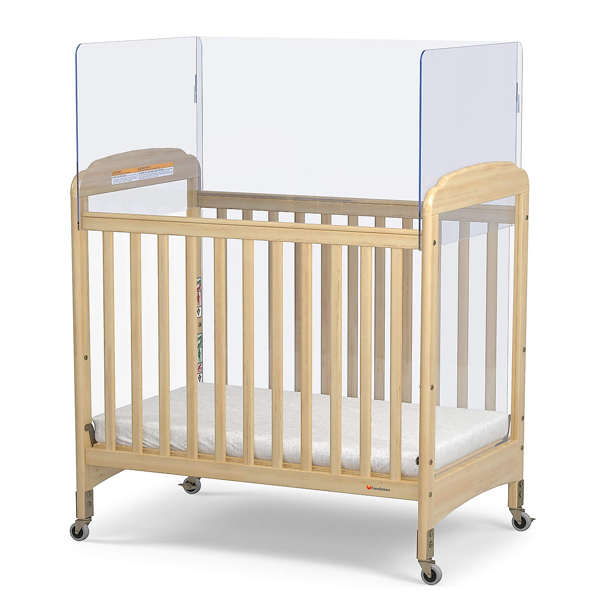 Foundations CareShield 3-Sided Crib Divider for Serenity Cribs, Clear Plexiglass Protective Barrier System for Child Care Centers, Quick Installation, Increases Capacity