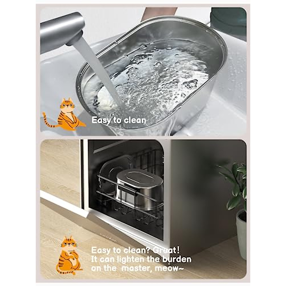 SOOFPET Cat Water Fountain Stainless Steel, 3,2L/108oz Pet Water Fountain, Automatic Cat Fountain with Quiet Pump, Dishwasher Safe Design, Suitable for Multiple Pets