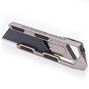 Exceed Designs TIRANT RAZOR-M 3.0 Magnetic Slide (Stonewashed) 6Al-4V Titanium Utility Knife & Pry Bar, EDC Knife, Box Cutter, MADE IN USA (Jet-Black Magnets/WITH CLIP)