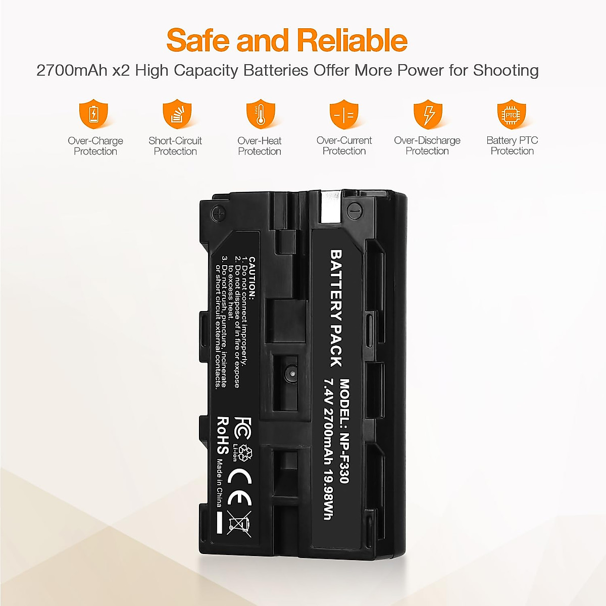 LORDONE NP-F550 Battery, 2-Pack 2700mAh NP F550 Battery and Dual USB Charger Set for Sony NP F970, F750, F770, F960, F550, F530, F330, F570, CCD-SC55, TR516, TR716, TR818, TR910, TR917 and More