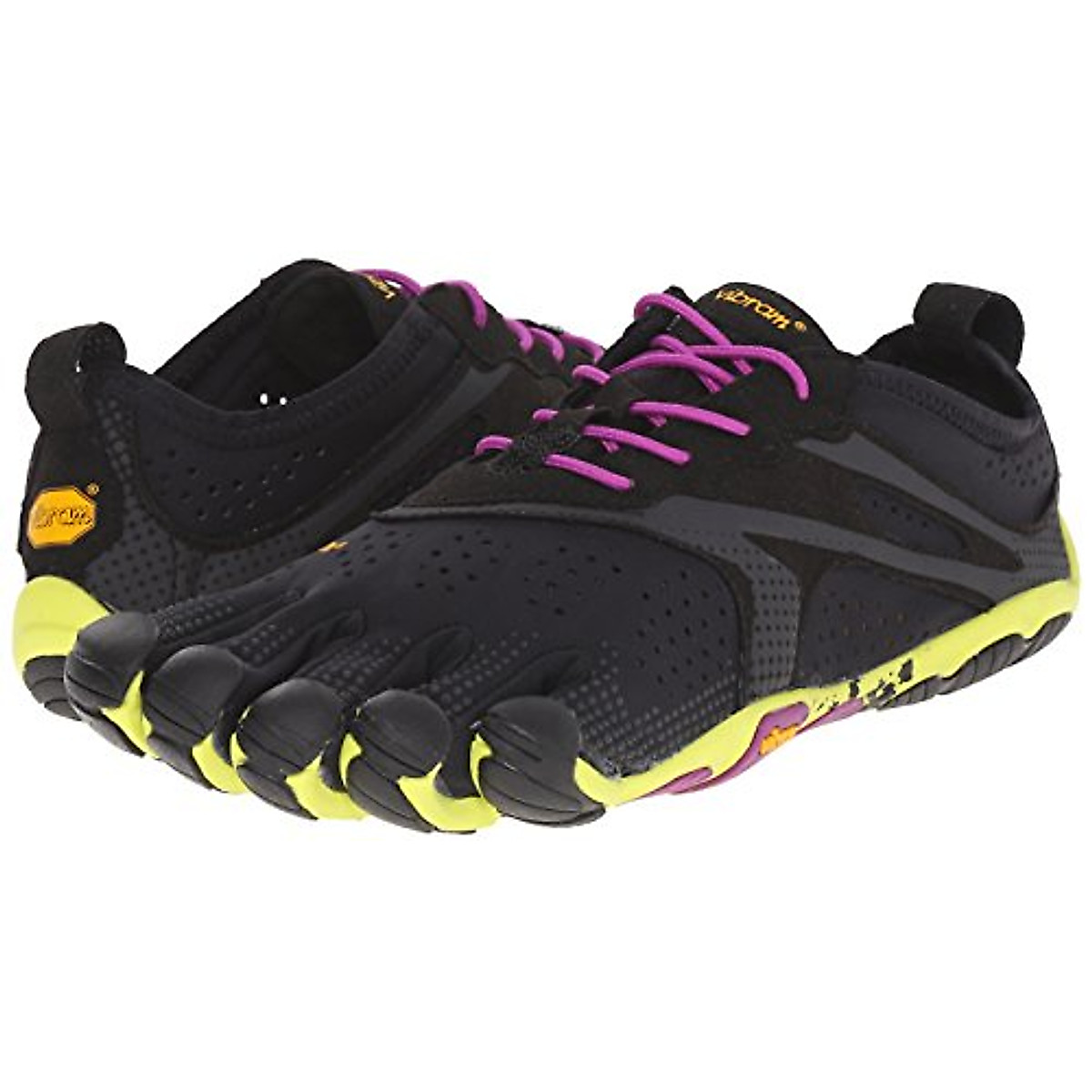 Vibram Women's FiveFingers, V-Run Running Shoe, Black/Yellow/Purple, 7.5-8 M US