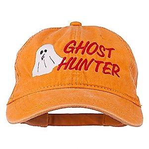 e4Hats.com Halloween Ghost Hunter Embroidered Washed Dyed Cap - Orange OSFM