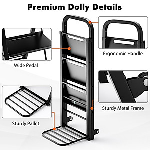 Toolsempire 2 in 1 Hand Truck, Folding Hand Truck Dolly with 2 Wheels & 3 Step Ladder, Heavy Duty Dolly Cart Step Stool for Warehouse, Garage, Home