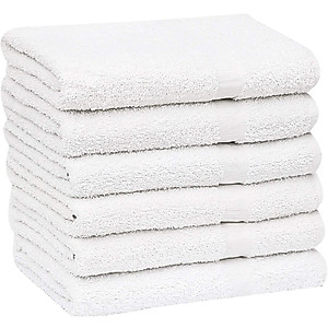 GOLD TEXTILES 12 Pcs New White (20x40 Inches) Cotton Blend Terry Bath Towels Salon/Gym Towels Light Weight Fast Drying