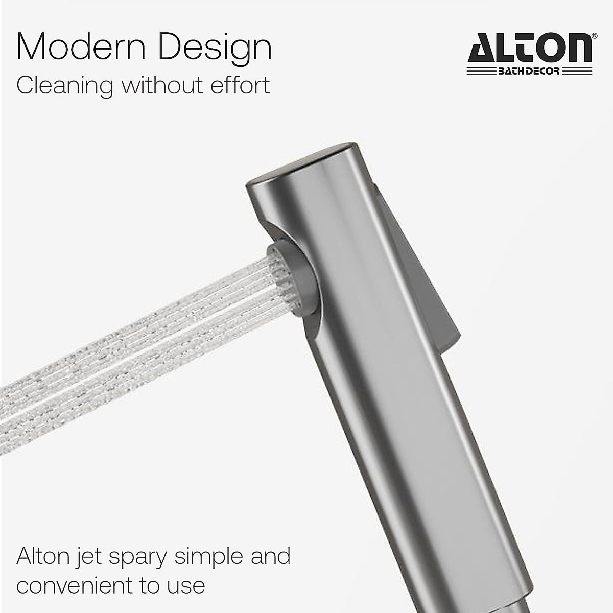 ALTON SHR20855 ABS Health Faucet with SS-304 Grade 1.25 Meter Flexible Hose Pipe and Wall Hook, Grey & Black (Jet Spray for Toilet)