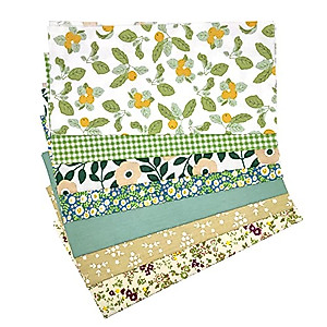 7pcs 10" X 10" Cotton Fabric Patchwork Squares Floral Fabric Fat Quarters Fabric Bundles Patchwork Fabric Quilting Fabric Bundles for DIY Crafts Cloths Handmade Accessory - Green Serie