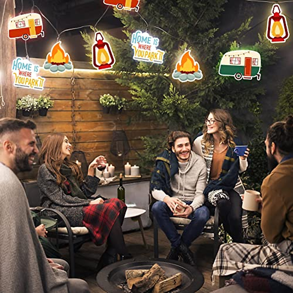 Retro Travel Trailer Camper Party Lights with Remote&Timer 16.5FT 21 LED Battery Powered Rv led lights Perfect for RV Awnings and Campsite Décor,Bedroom Patio Garden Holiday Home Indoor Decoration