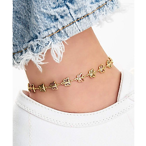 Barzel 18K Gold Plated Multi Color Butterfly Anklet For Women - Made In Brazil (ANK1187)