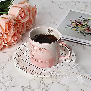 Funny 40th Birthday Gifts for Women - Turning 40 Year Old Birthday Bday Gift Ideas for Wife, Mom, Daughter, Sister, Aunt, Best Friends, Coworkers - Fabulous Pink Marble Mug, Ceramic 11.5oz Coffee Cup