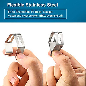 6 Pieces Universal A Style Meat Thermometer Probe Clip Holder Grill Thermometer Clip Holders for BBQ Oven Grill Ambient Thermometer Temperature Reading
