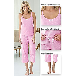 PajamaGram Womens Pajama Sets - Summer Pajamas For Women, Pink Polka Dot, LG