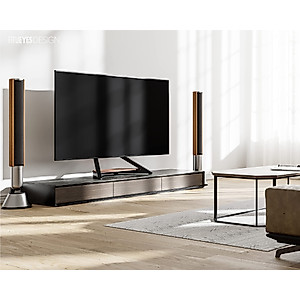 FITUEYES Design Universal Tabletop TV Stand for 55-86 inch TV LCD LED, Modern TV Stand Height Adjustable with Wooden Base, Eiffel Series TV Mount Stand