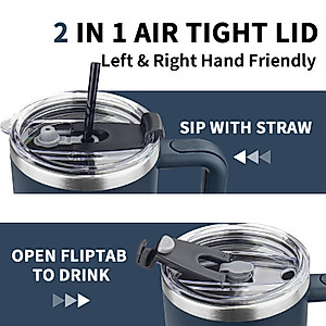 StarSpeed 40 oz Tumbler with Handle and Straw Lid | Stainless Steel Water Bottle Travel Mug Reusable Insulated Cup With Lid And Straw, Keep Cold Heat and Ice for Hours(40oz,Indigo)…