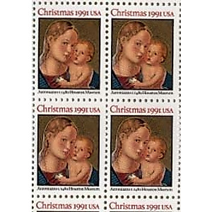 Roman Madonna and Child Christmas 4 x 29 cent US postage stamp #2578 by US Postal Service