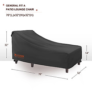 ULTCOVER Smart Selection Patio Lounge Chair Cover Waterproof Outdoor Chaise Lounge Covers 2 Pack - 76L x 32W x 30H inches, Black