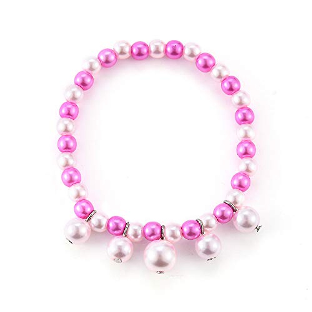 HANRESHE Charm Bracelet New Ladybug Bracelet Gift Pink Rose Red Imitation Pearl Bracelet Cosplay Girls Ladybug Party Kids Jewelry Elastic Adjustable Bracelet Costume Decoration for Kids