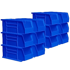 Akro-Mils 30230 AkroBins Plastic Hanging Stackable Storage Organizer Bin, 11-Inch x 5-Inch x 5-Inch, Blue, 12-Pack